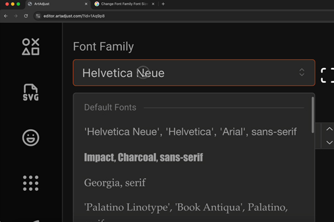 How can I change the font family, font size, letter spacing, and line height? - ArtAdjust Support